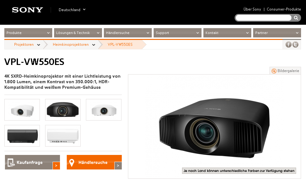 Sony VPL-VW550ES: Neuer Beamer zeigt 4K in 3D!